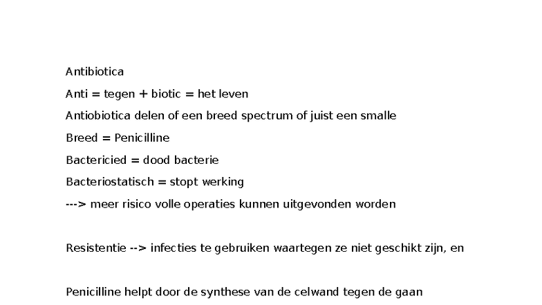 Antibiotica: Uitleg en Werking van Penicilline en Resistentie - Studeersnel