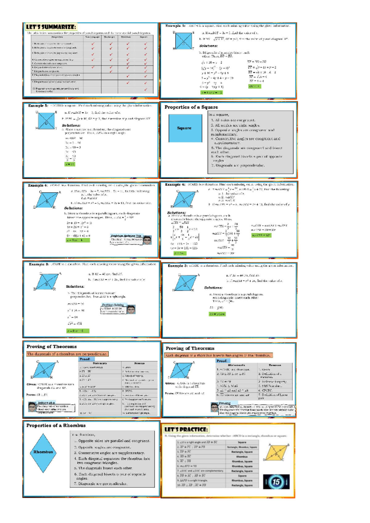 Math Lecture: Properties of Squares and Parallelograms - Studocu