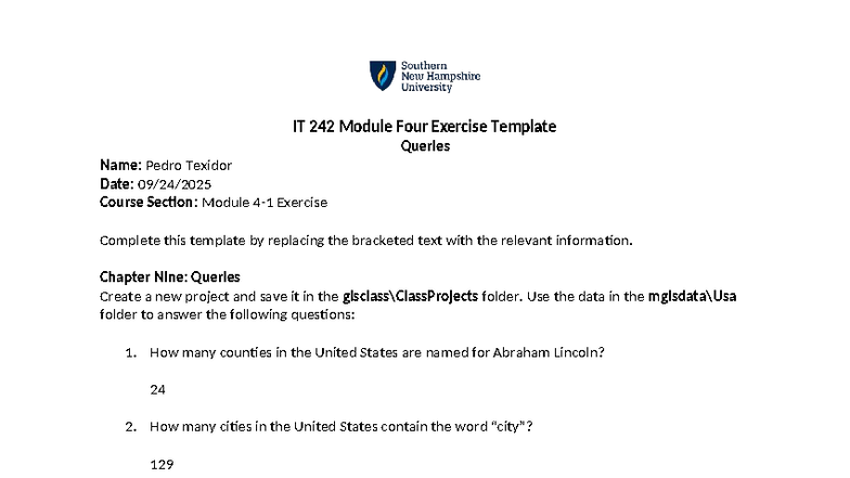 IT 242 Module 4 Exercise: Queries and Data Analysis - Studocu