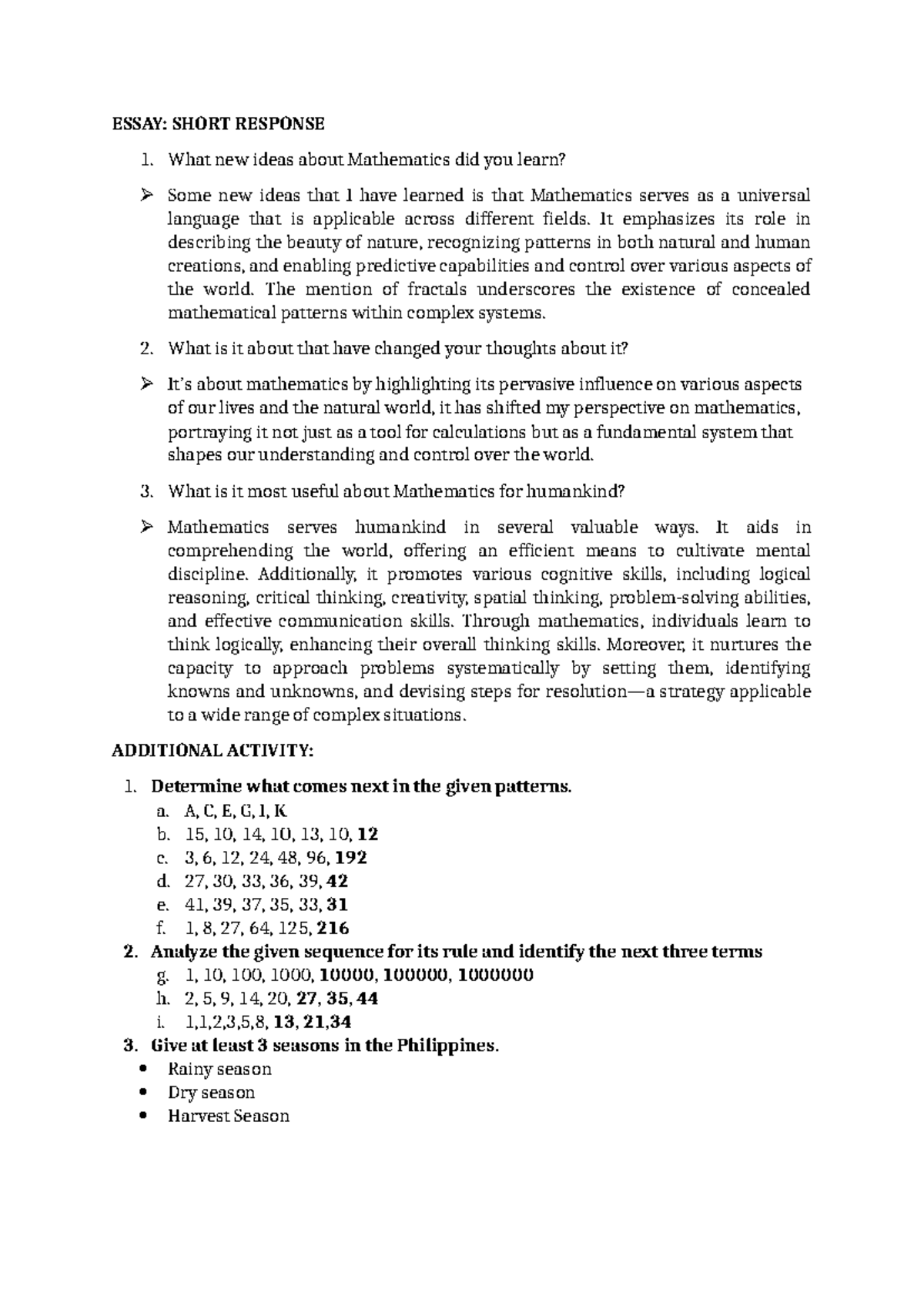 Mathematics Insights: An Essay on its Role & Impact (MATH101) - Studocu
