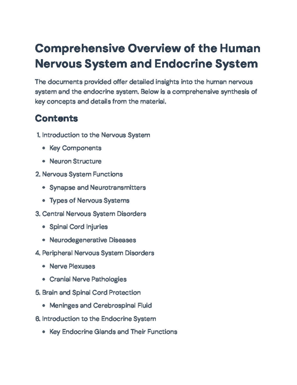 Comprehensive Study of the Nervous and Endocrine Systems ...
