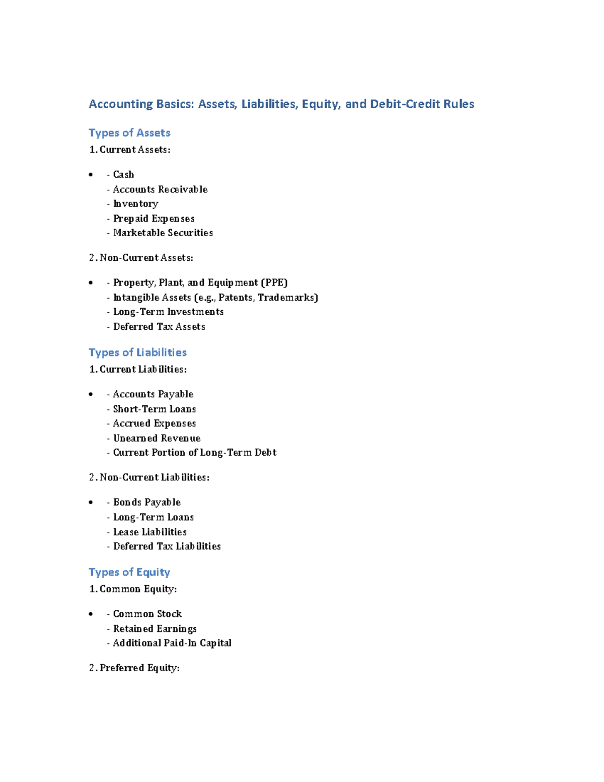 Accounting Basics: Assets, Liabilities, and Equity Overview - Studeersnel