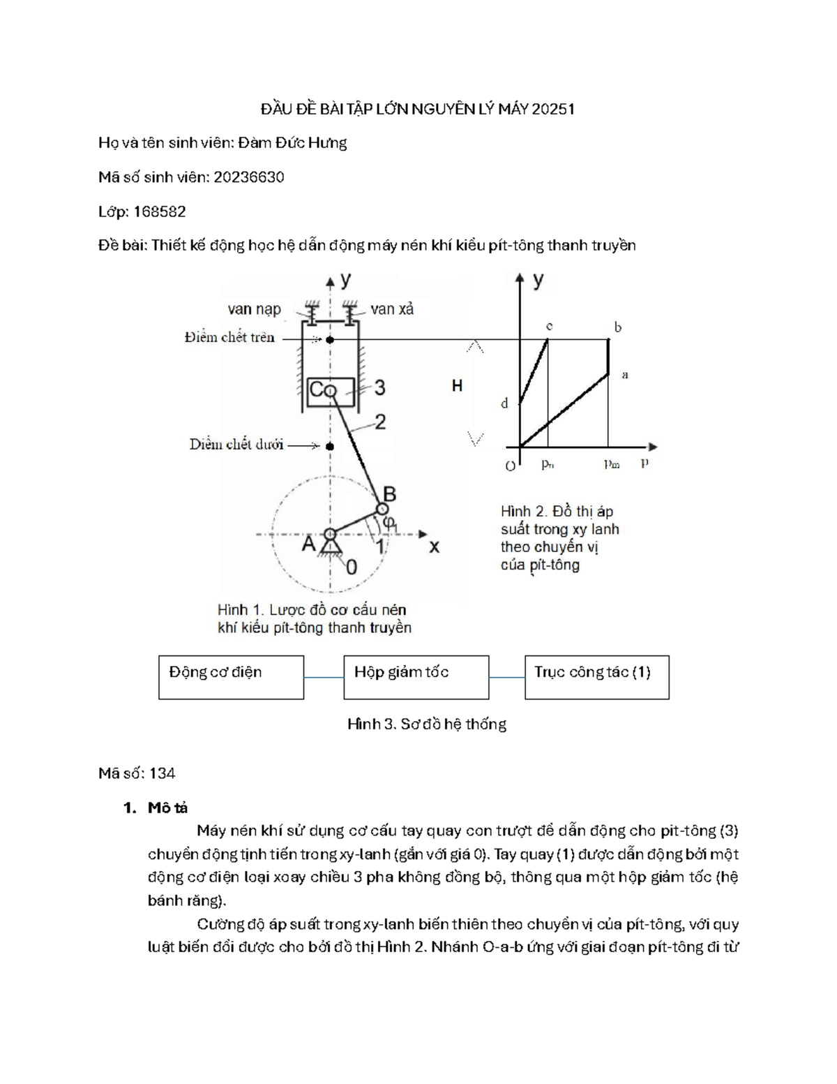 BTL 20252 ME2203 - Thiết kế động học hệ dẫn động máy nén khí pít-tông ...