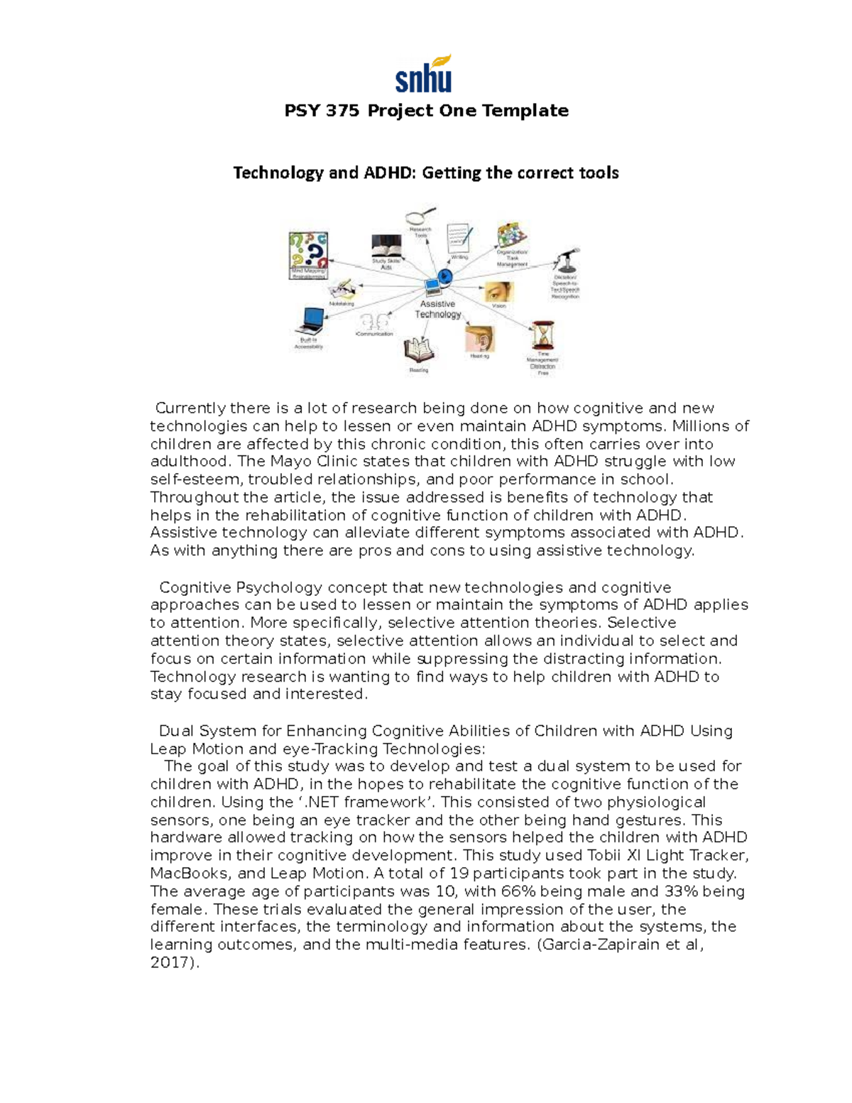 PSY 375 Mod6 Project One: Tech Innovations for ADHD Management - Studocu