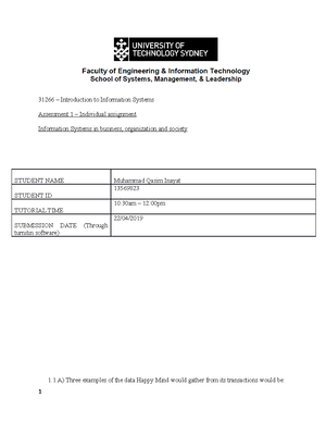 Introduction to Information System Lecture note summary: Detailed and ...