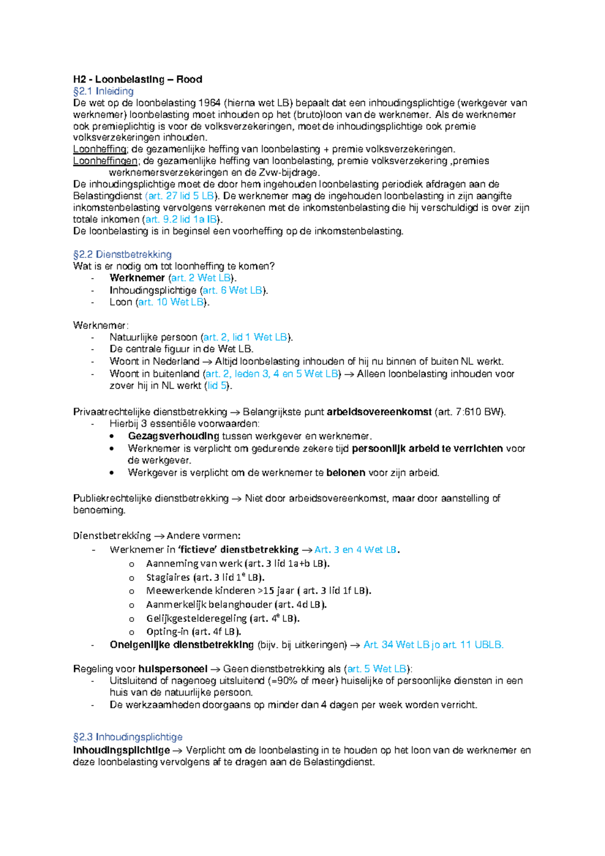 Hoofdstuk 2: Loonbelasting en Inhoudingsplichtige Wetgeving ...