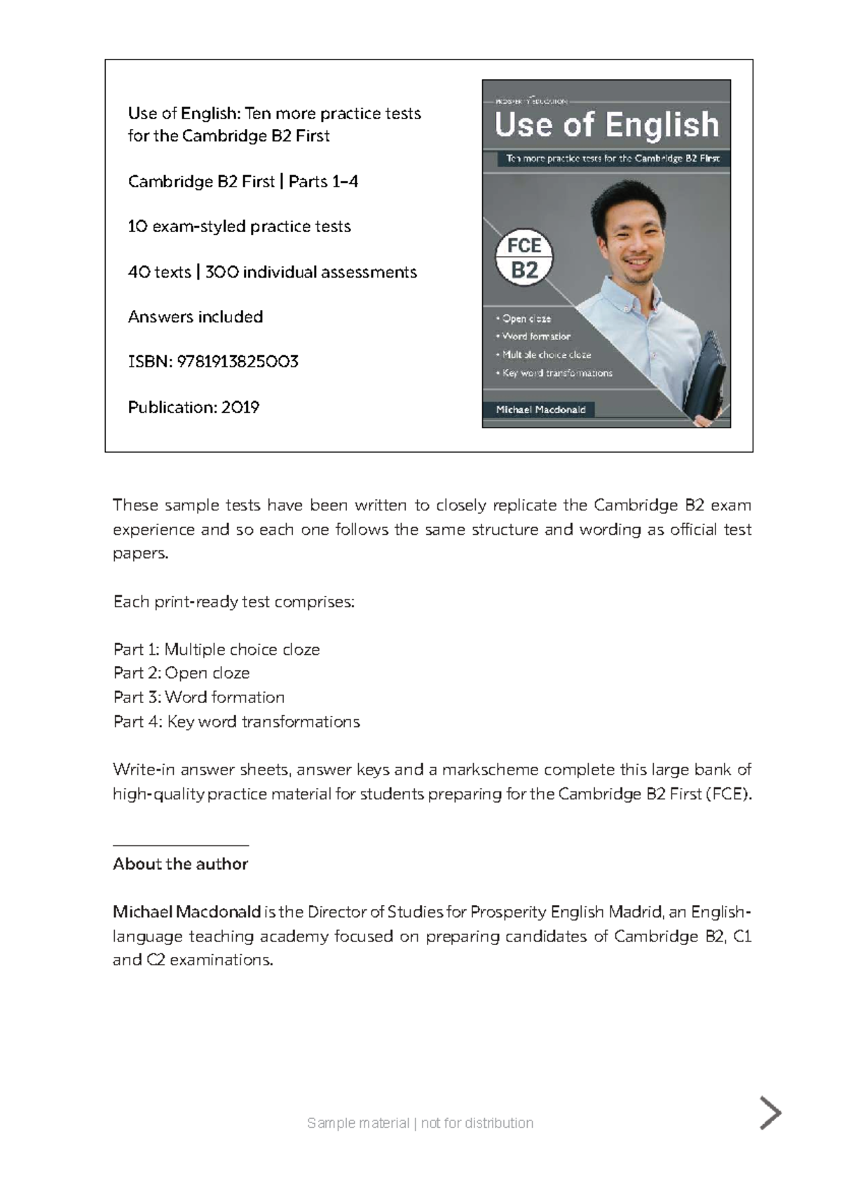 Cambridge B2 First Use of English: 10 Practice Tests & Answers - Studocu