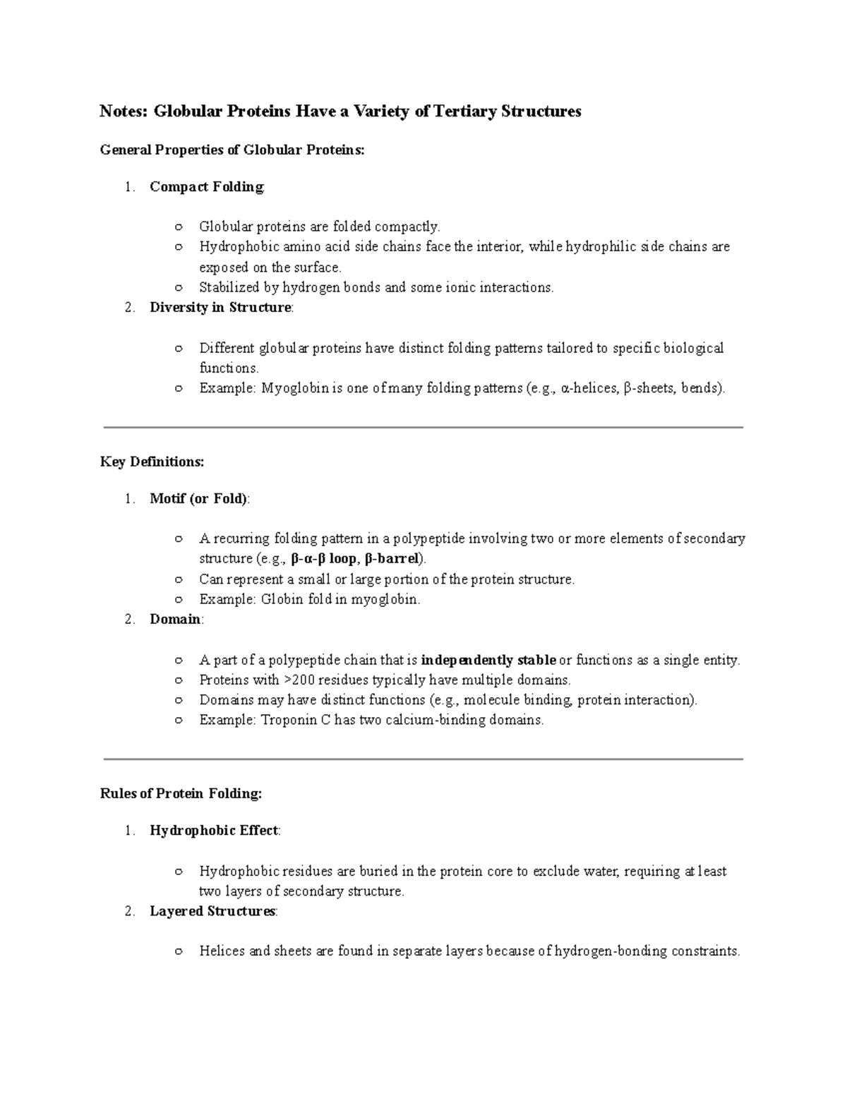 Tert structure globular protein - Notes: Globular Proteins Have a ...