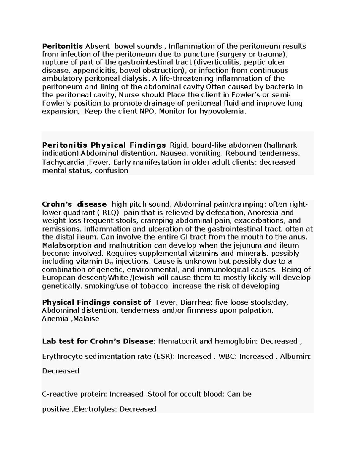 Exam 1 Notes: Peritonitis, Appendicitis, and Pancreatitis Overview ...