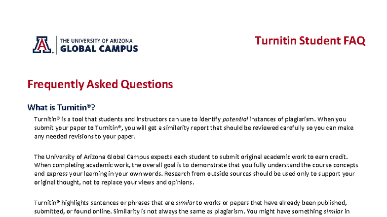 AU Turnitin Student FAQ: Understanding Plagiarism and Similarity ...