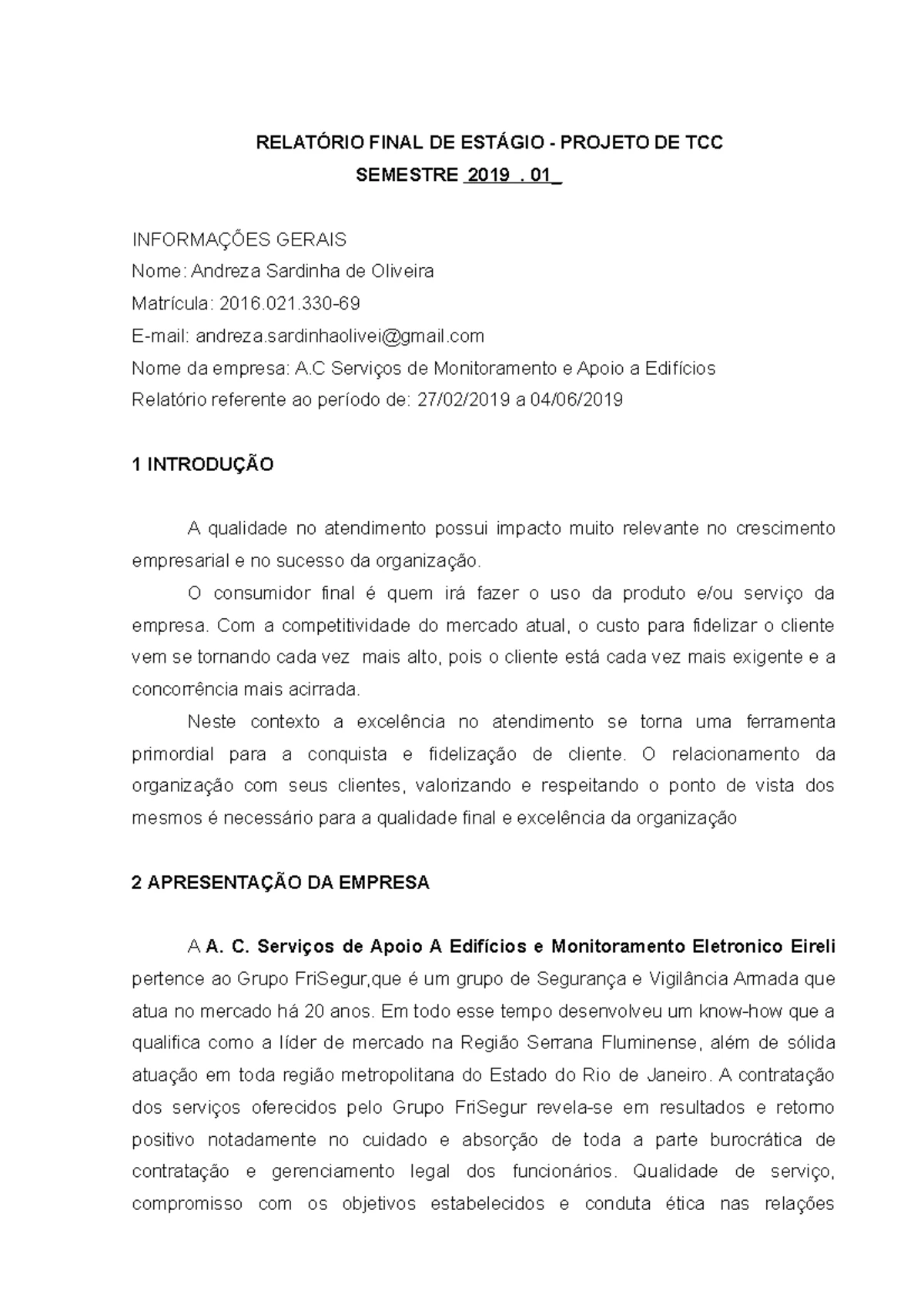 Modelo de TCC Estacio de Sa - FACULDADE ESTÁCIO DE SÁ DE CIDADE TAL ...