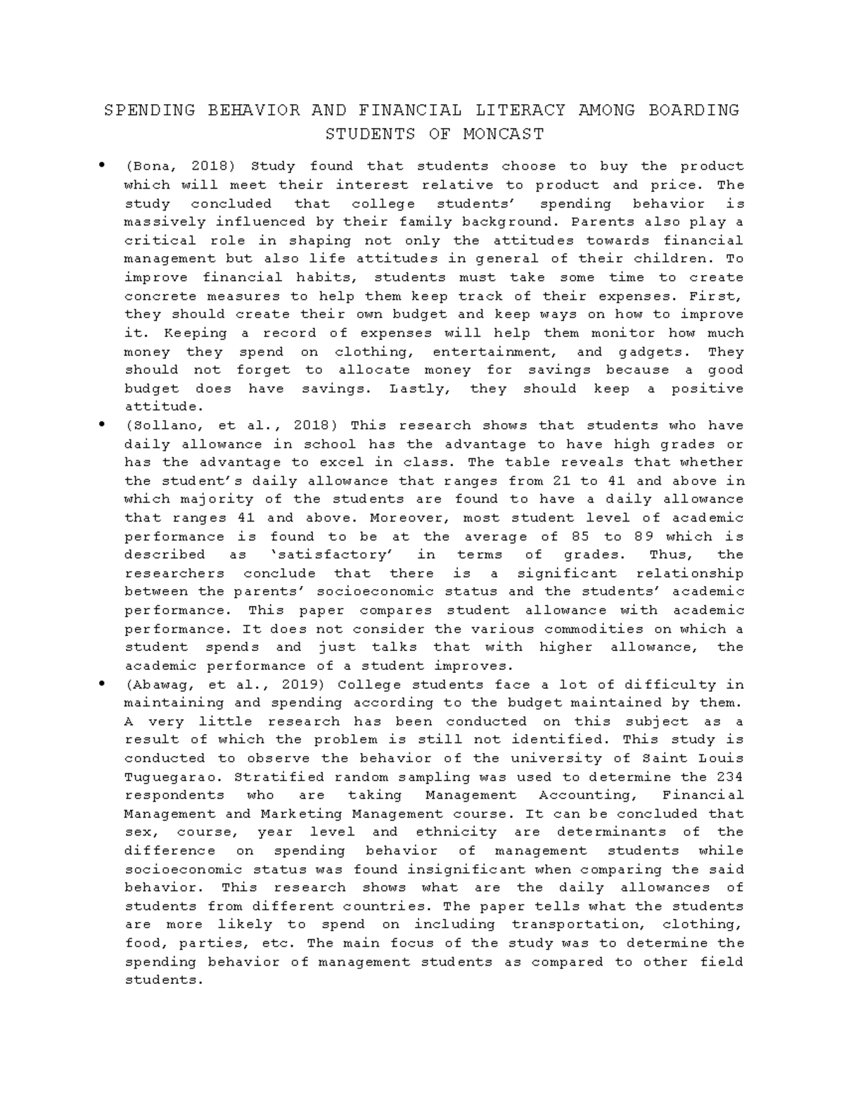 RRL - Financial Literacy and Spending Behavior Among College Students ...