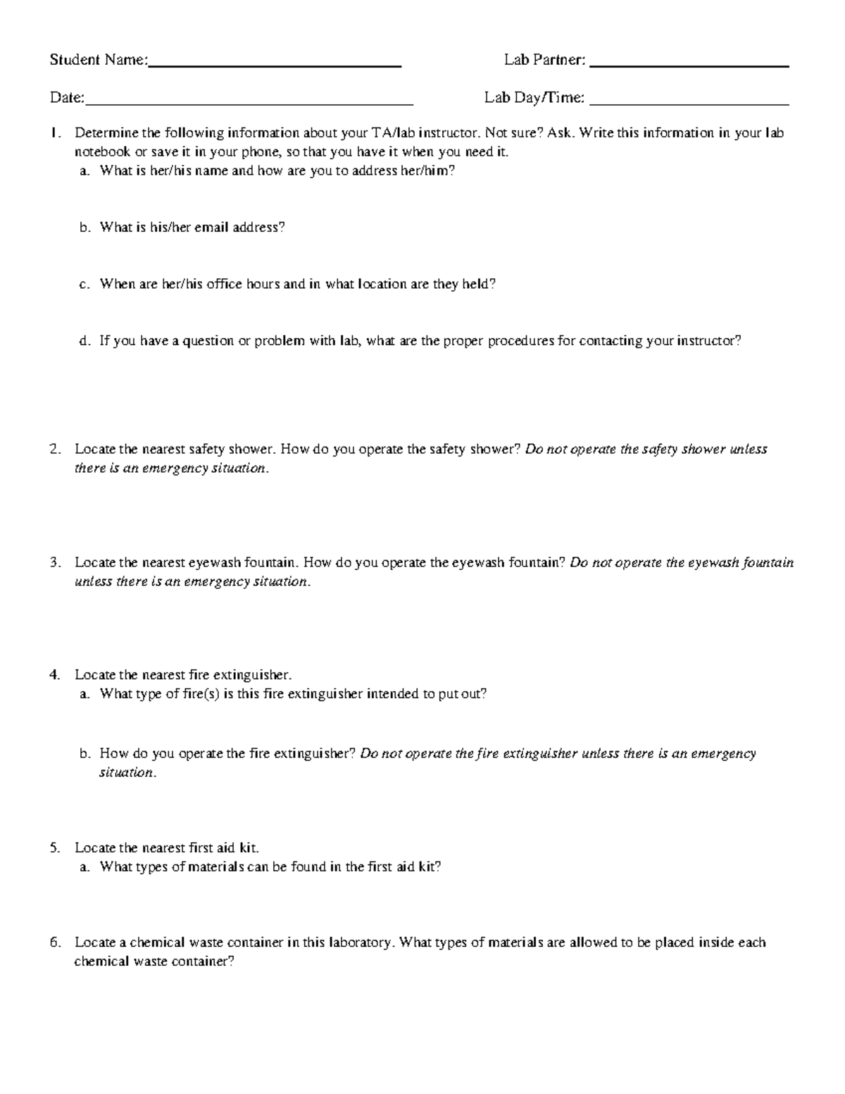 Lab Familiarization Activity Guide for Chem 101 Students - Studocu