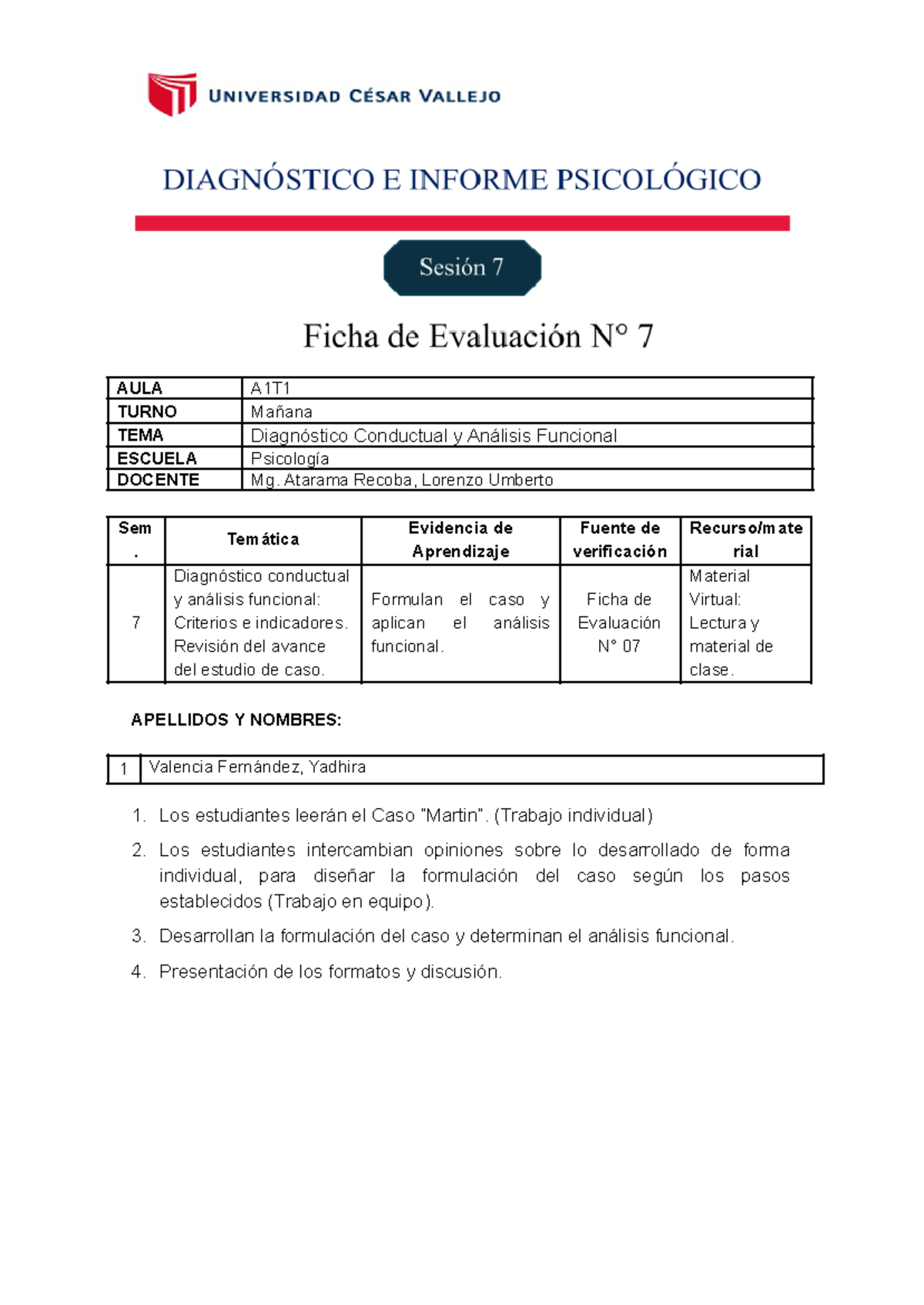 Ficha de Evaluación - DIAG-INFO - Sesión 7 - 2024-1 - Análisis Funcional - Studocu