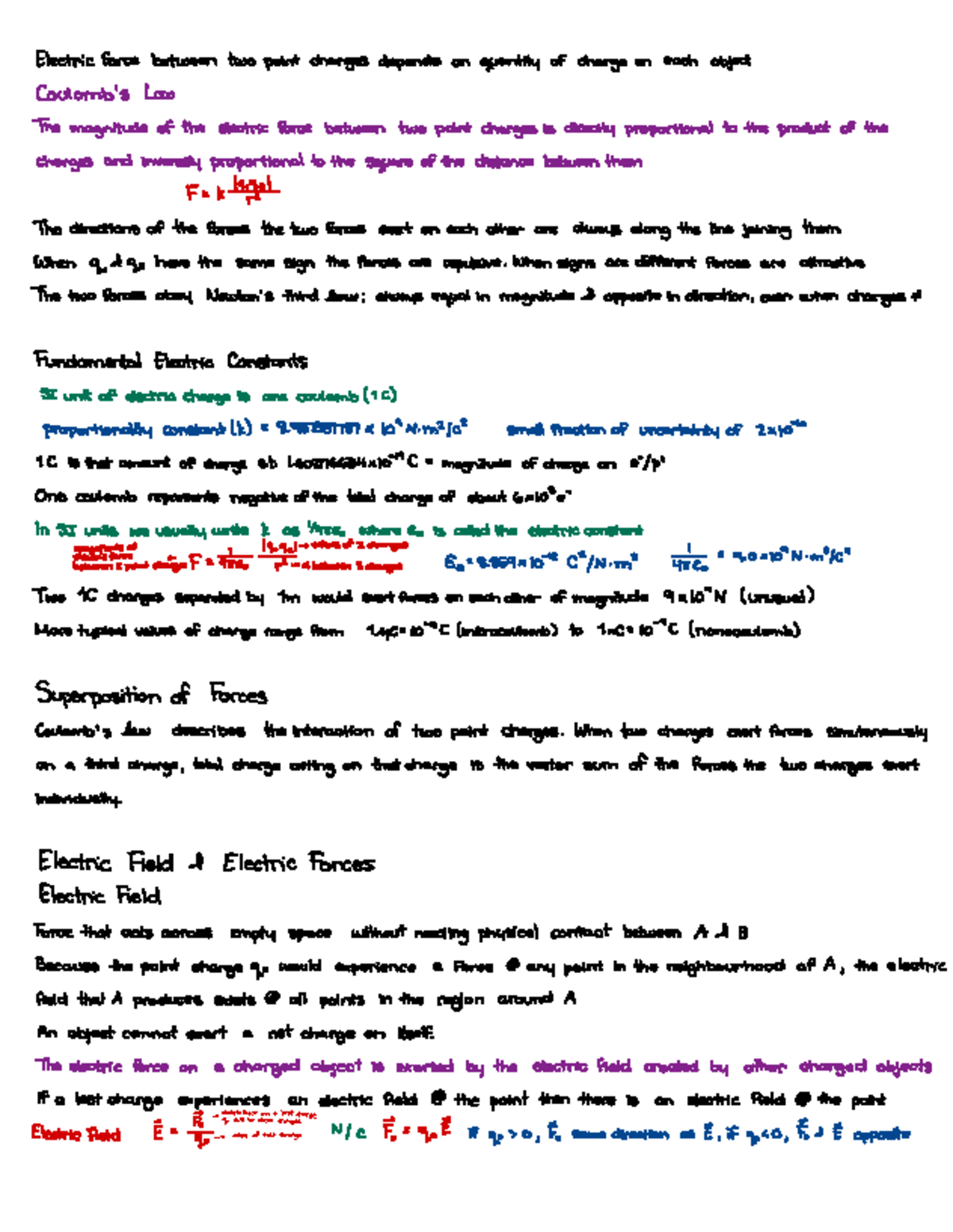 Electromagnetism Notes: Electric Forces & Fields Explained (PHYS 101 ...