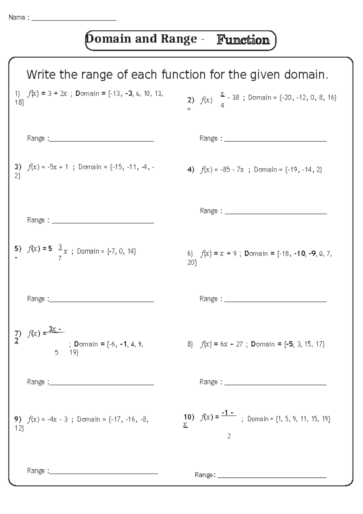Finding the Range of Functions - Domain and Range Analysis - Studocu