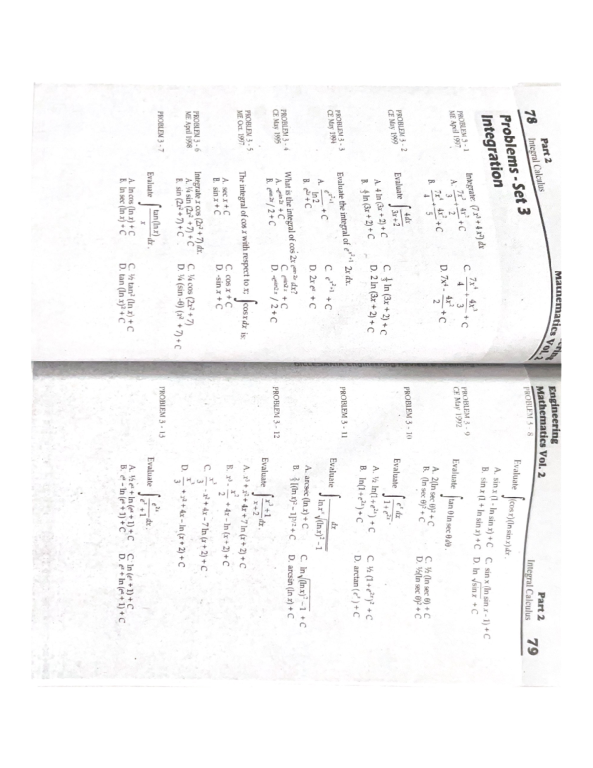 Engineering 78 Integral Calculus - Problem Set Solutions and ...