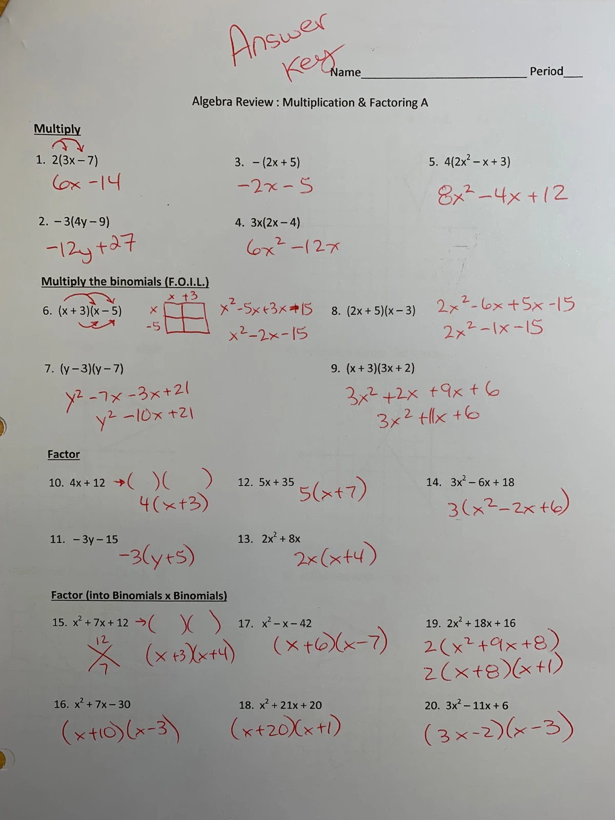 Answer Key for Completing the Square - Practice 1 (Math 101) - Studocu