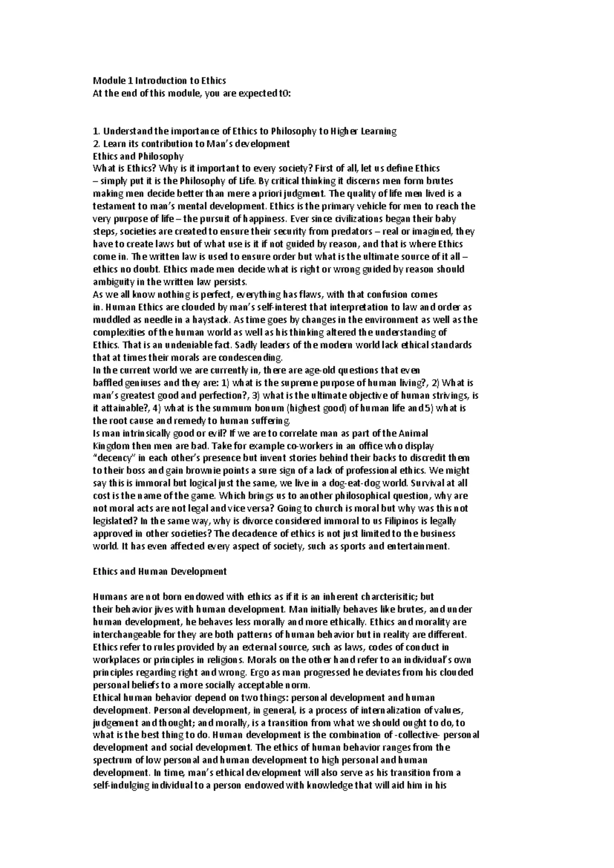 Study Guide Ethics(Module 4) - FRAMEWORKS AND PRINCIPLES BEHIND OUR ...