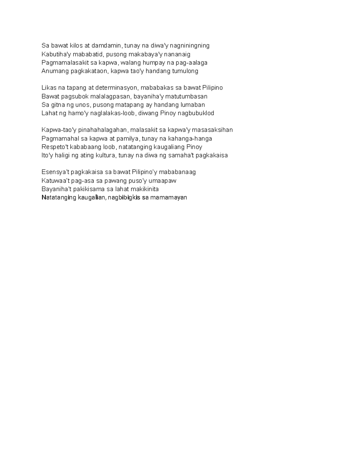 UTS Poem - Poem about Filipino values - Sa bawat kilos at damdamin ...