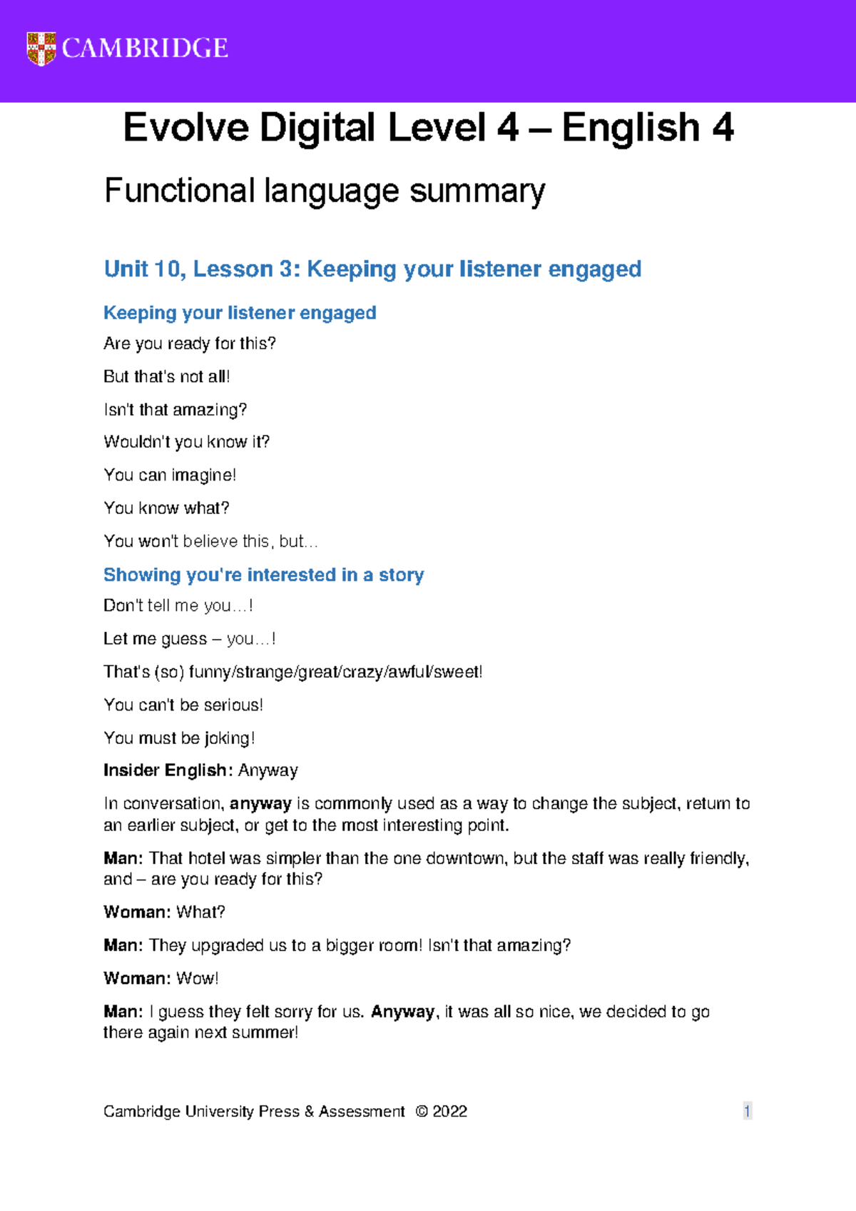 Unit 10 - E4 - English 4: Engaging Functional Language Techniques - Studocu