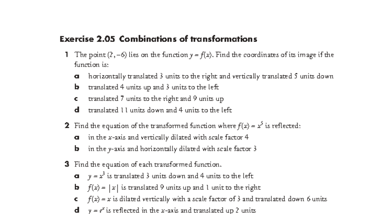 Combinations of Transformations NCM 12: Exercise 2.05 Solutions - Studocu