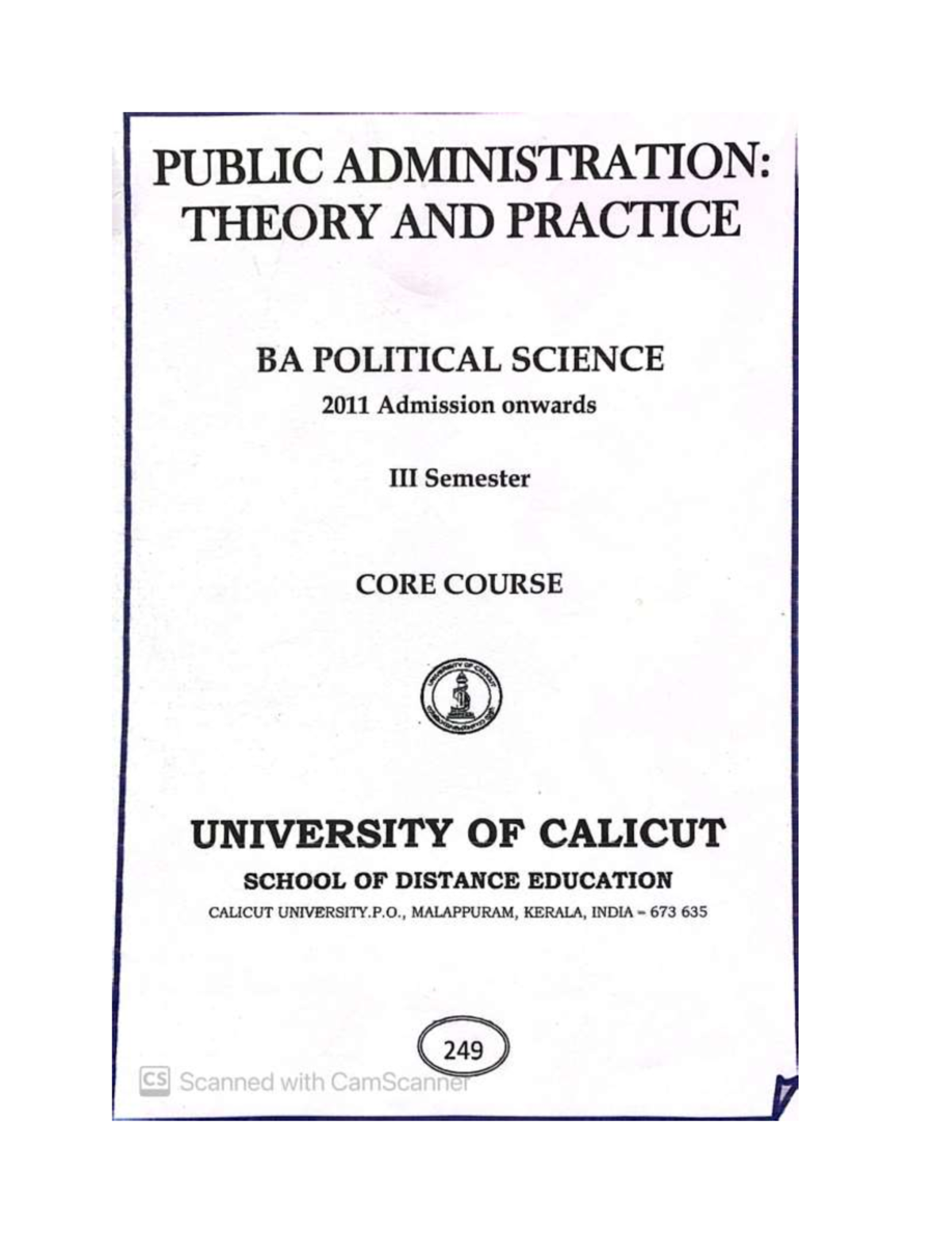 Public Administration Study Notes (Course Code Required) - Studocu