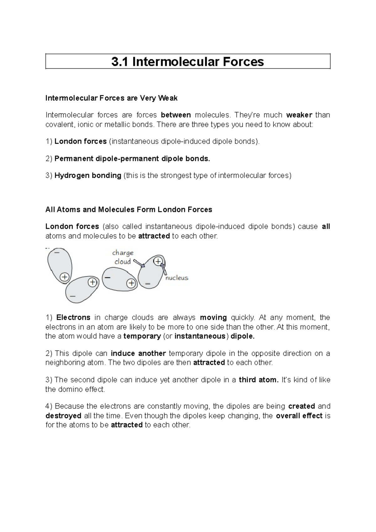 3.1 Worksheet: Understanding Intermolecular Forces and Their Effects ...