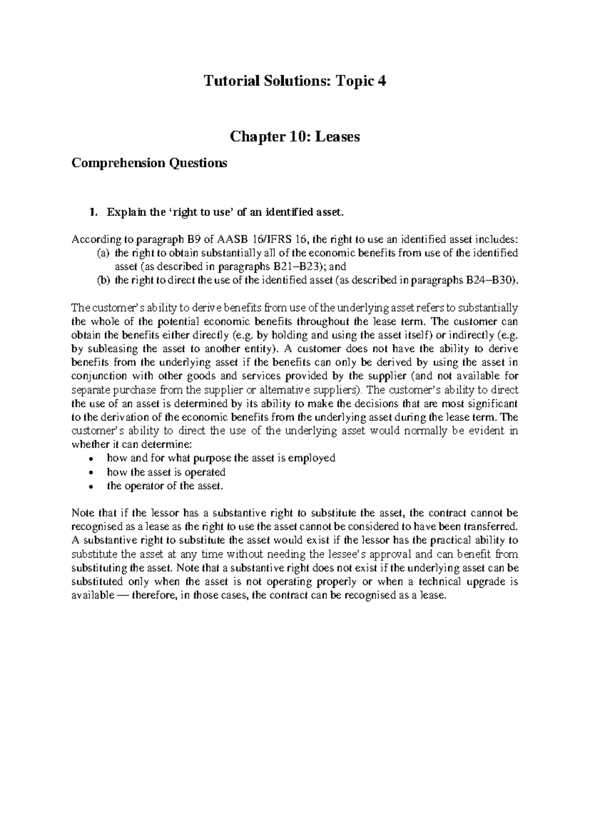 BUSN2015 S1 2020 Topic 4 Leases: Tutorial Solutions & Analysis - Studocu