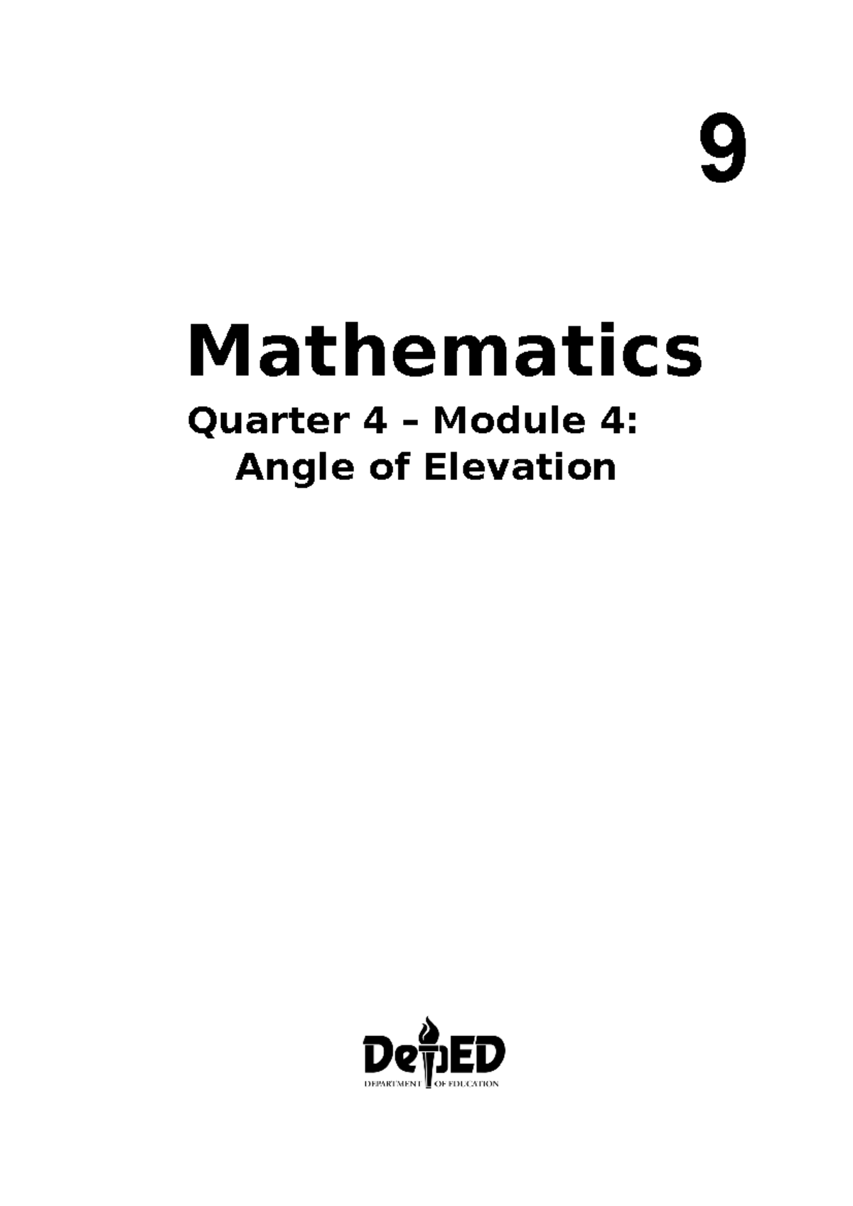 Math 9 Q4 W4: Mastering Angle of Elevation Concepts - Studocu