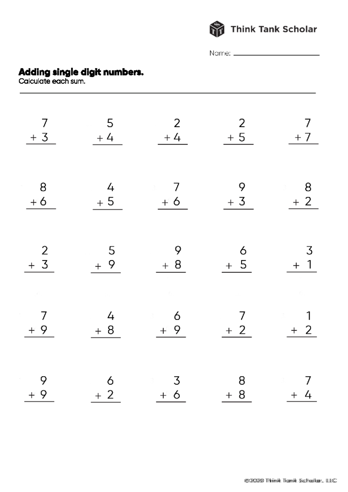 Free math worksheets addition single digit for 1st grade 3 ...