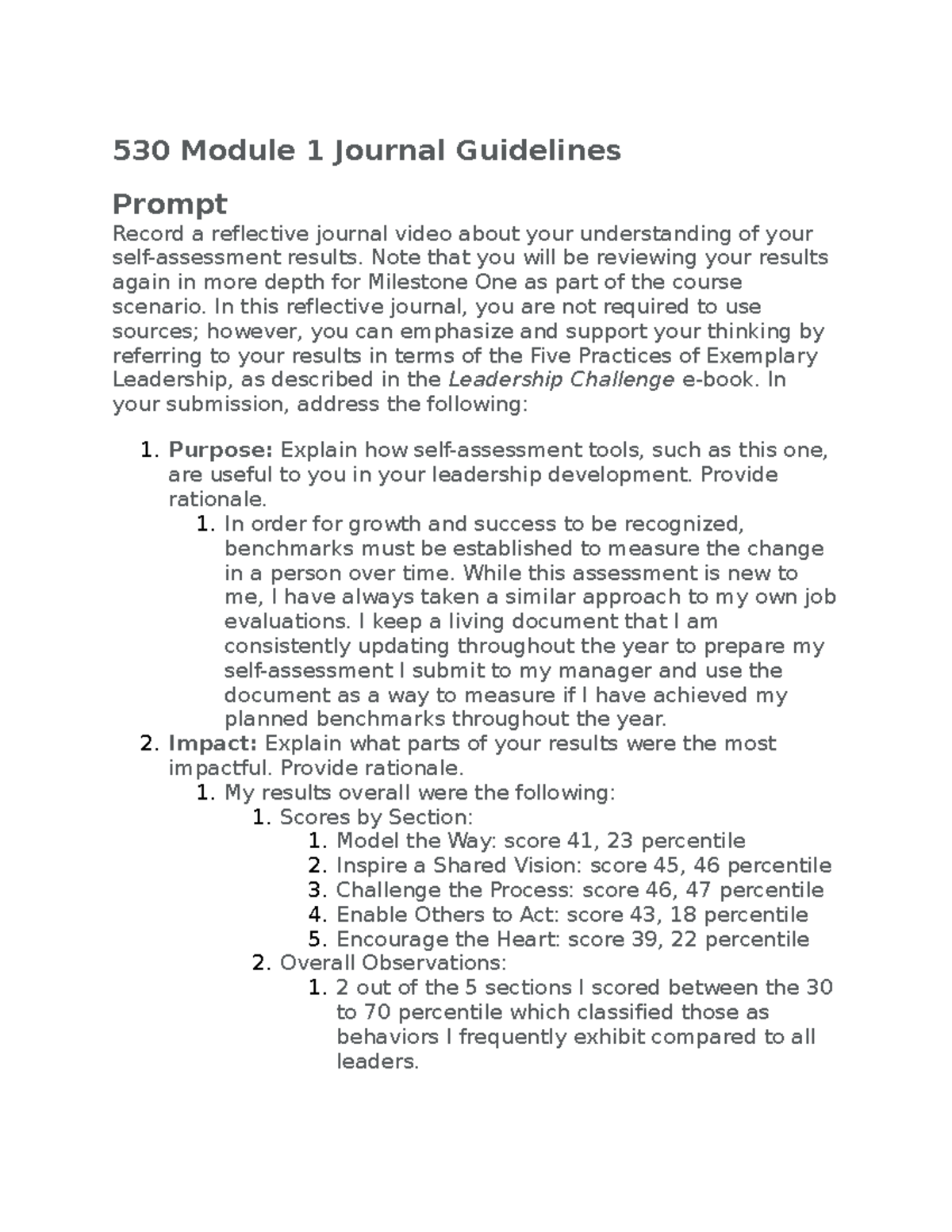 1-3 Journal-Personal Leadership Profile Notes - 530 Module 1 Journal ...