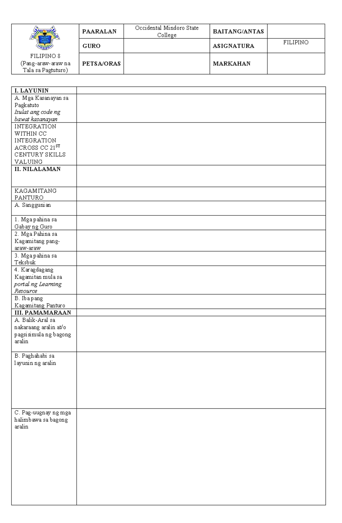 LP- Template - FILIPINO 8 (Pang-araw-araw na Tala sa Pagtuturo ...