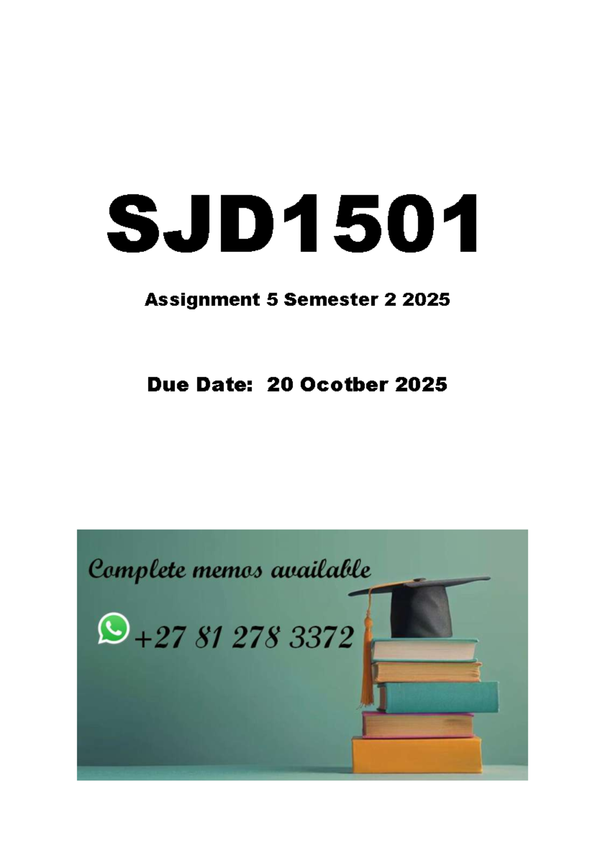 SJD1501 Assignment 5 Memo - Semester 2 2025 - Studocu