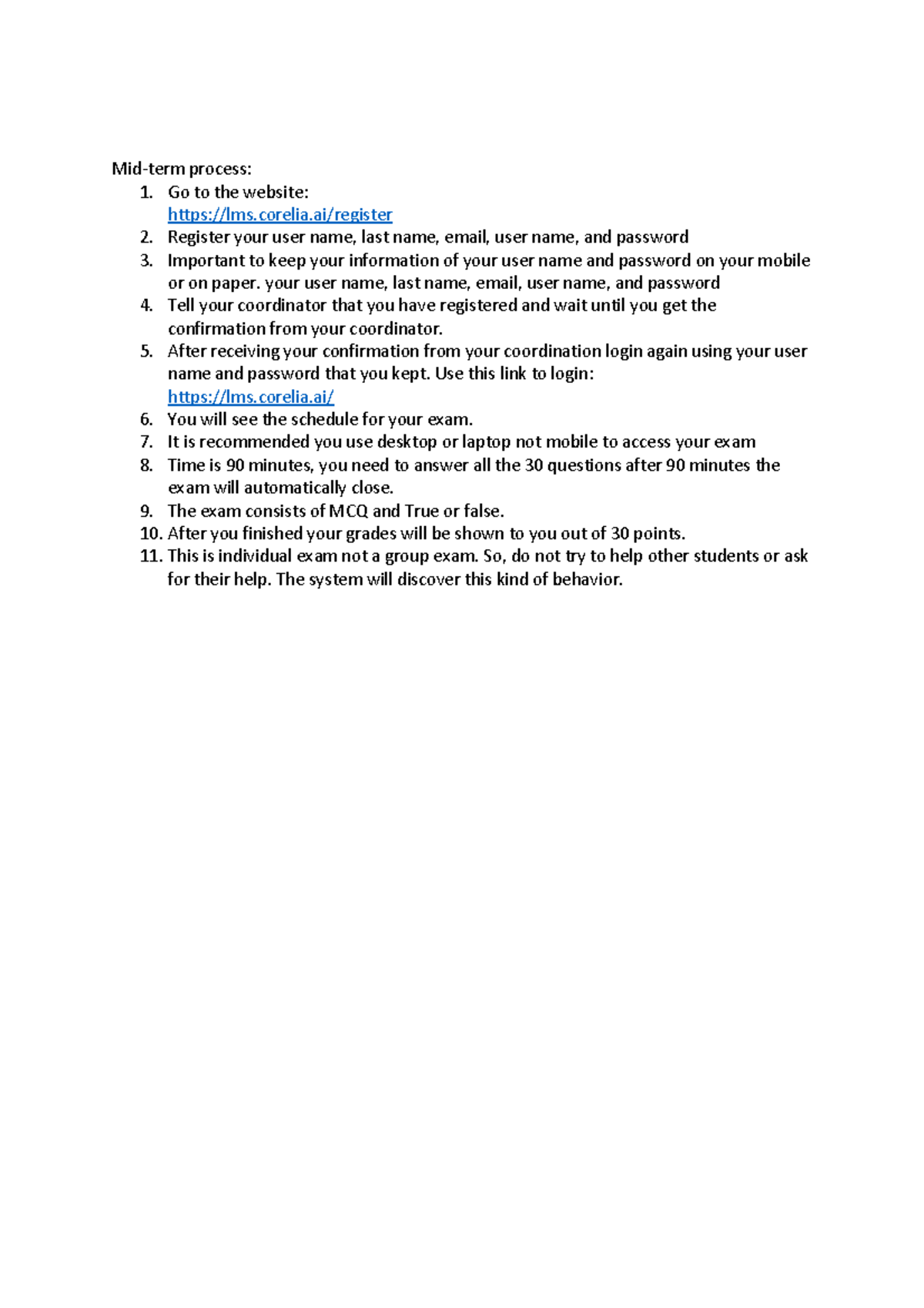 Mid term process - dsdsdsdsds - Mid-term process: 1. Go to the website ...
