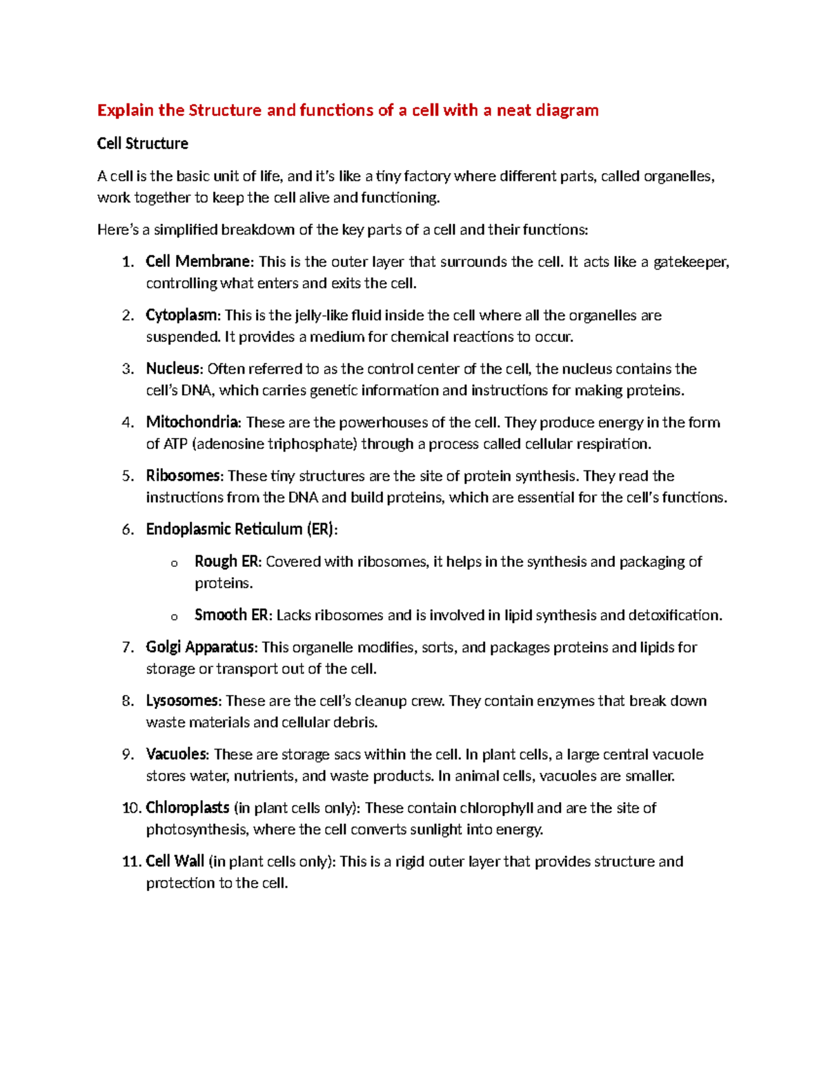 Module 1 BIO - Cell Structure, Functions, and Stem Cell Applications ...