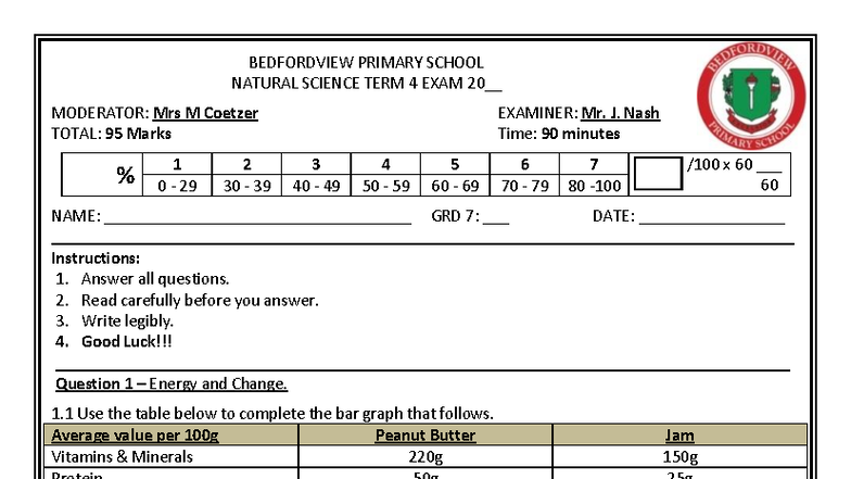 NS 20__ TERM 4 EXAM: NATURAL SCIENCE GRADE 7 - Studocu