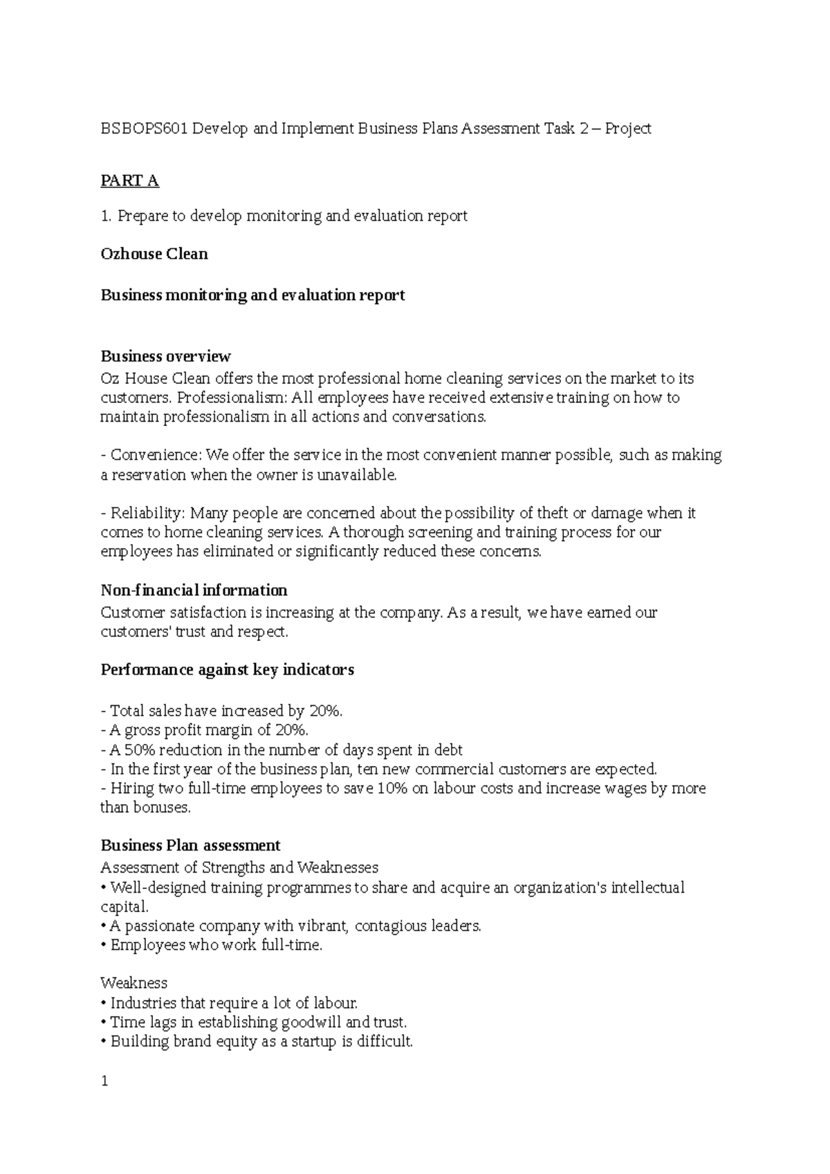 BSBOPS601 Business Plan Development Project Report (Assessment Task 2) - Studocu