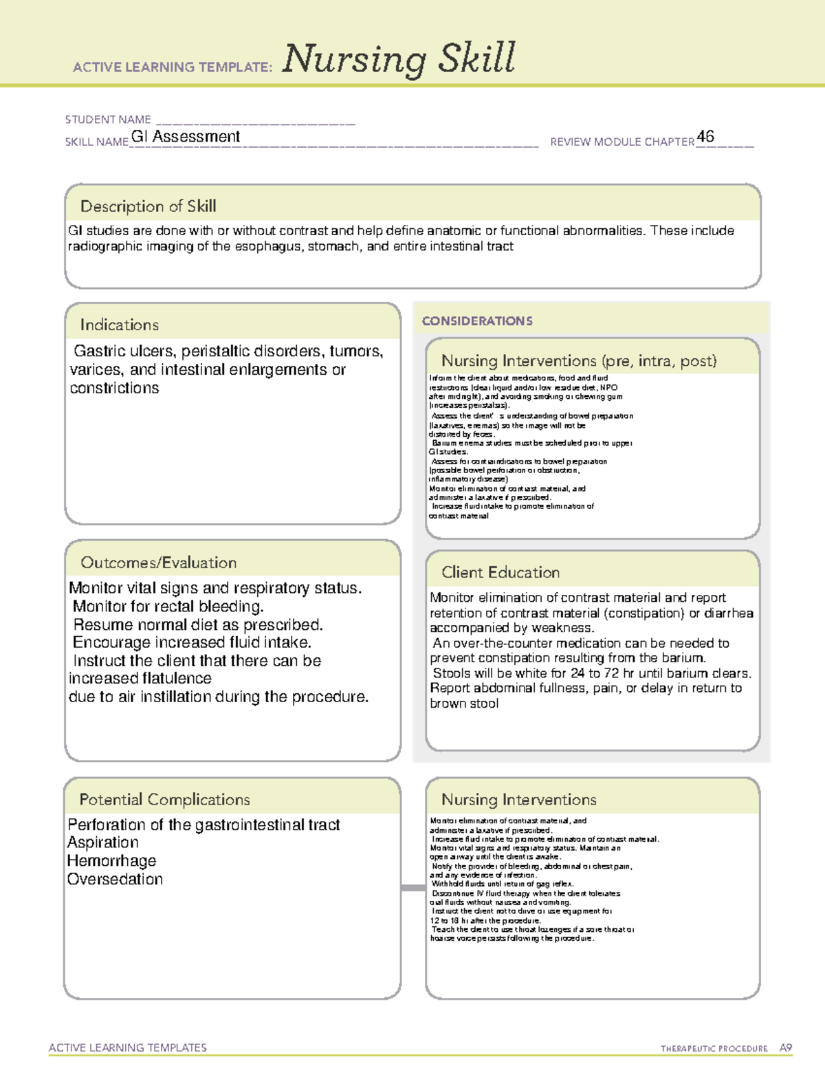 GI Assessment - Nursing Skills & Active Learning Templates - Studocu