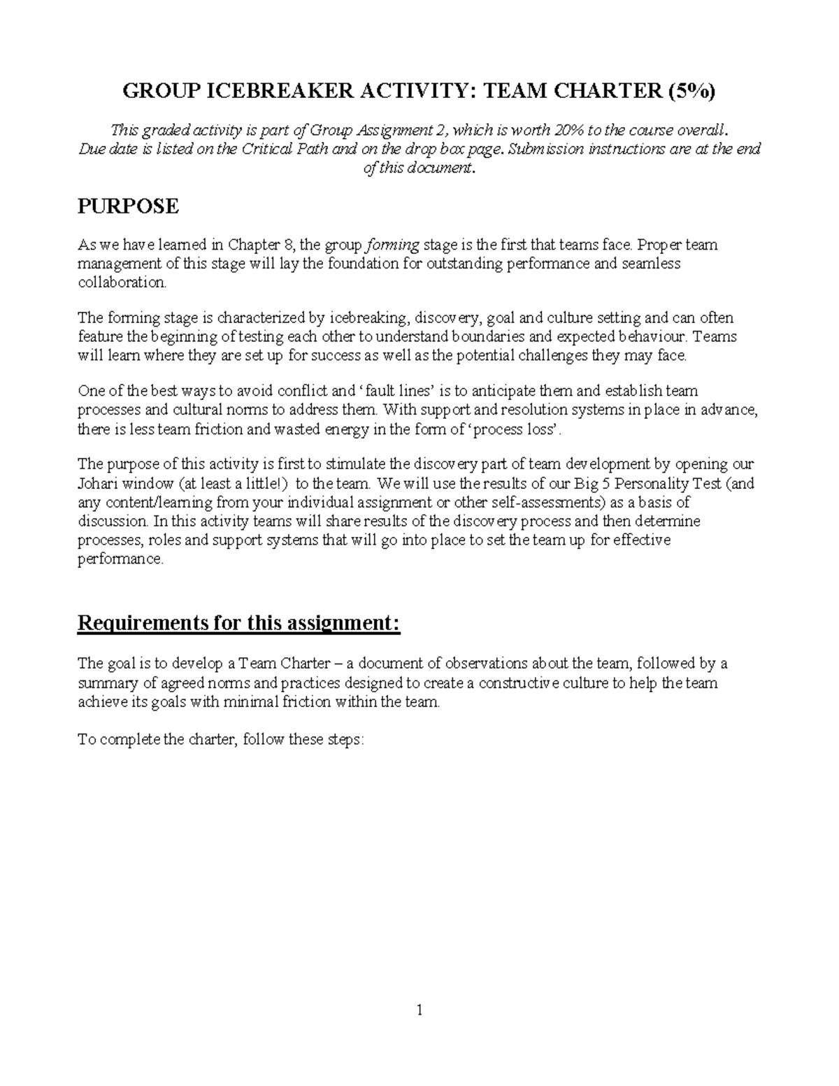 Team Charter Instructions for Group Assignment 2 (S25) - Studocu