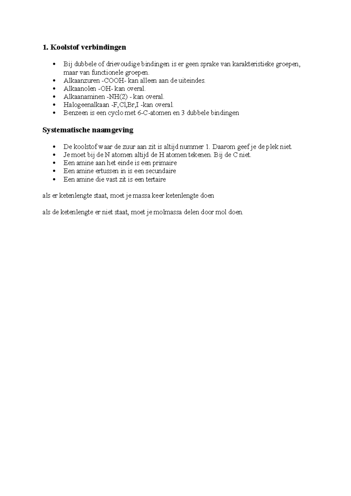 Scheikunde - Aantekeningen over Koolwaterstof Bindingen en Naamgeving ...
