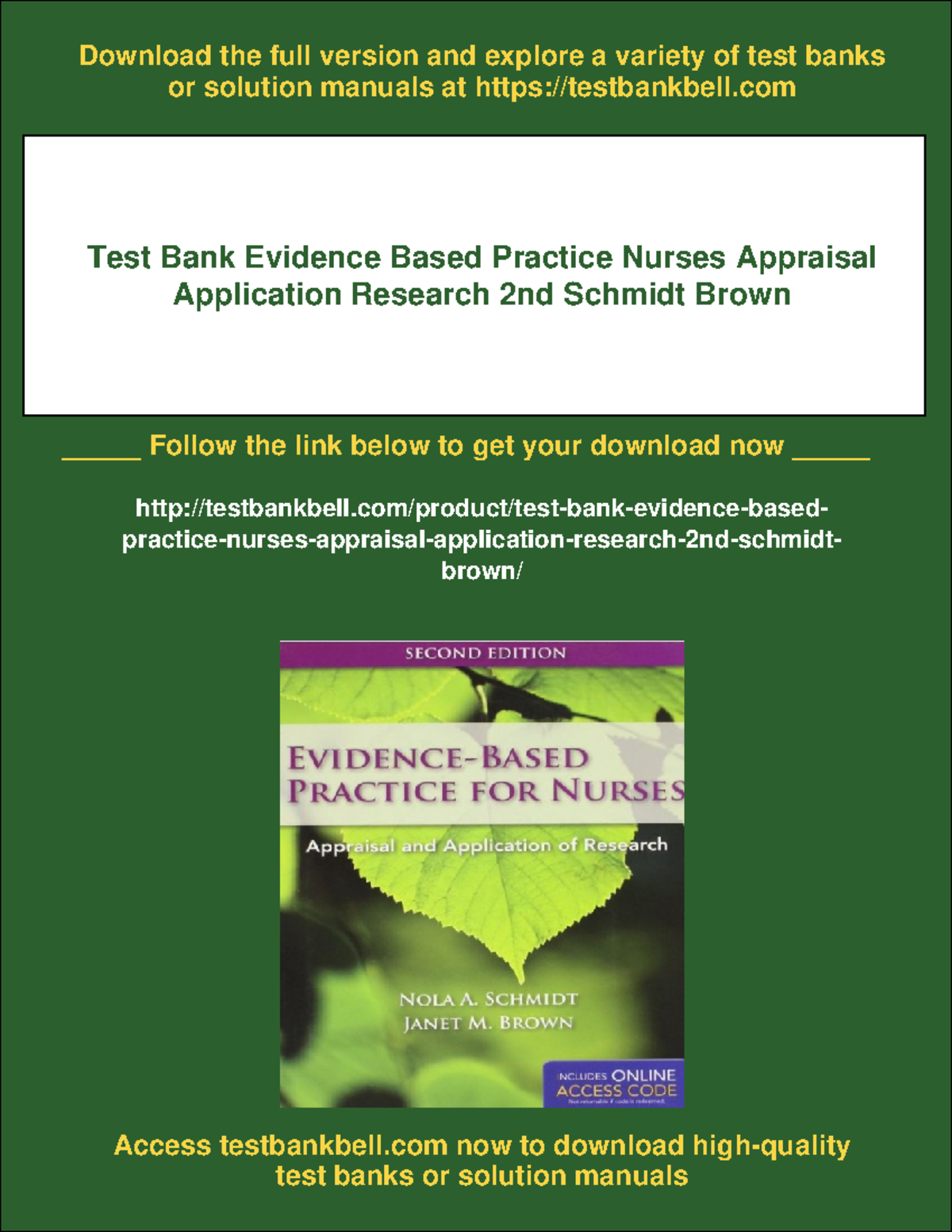 11341 - Test bank evidence based practice nurses appraisal application ...