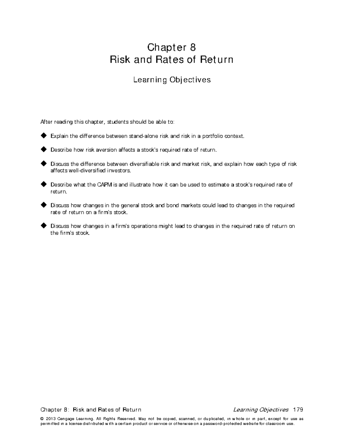 Chapter 8 Risk and Rates of Return Learn - All Right s Reserved. May ...