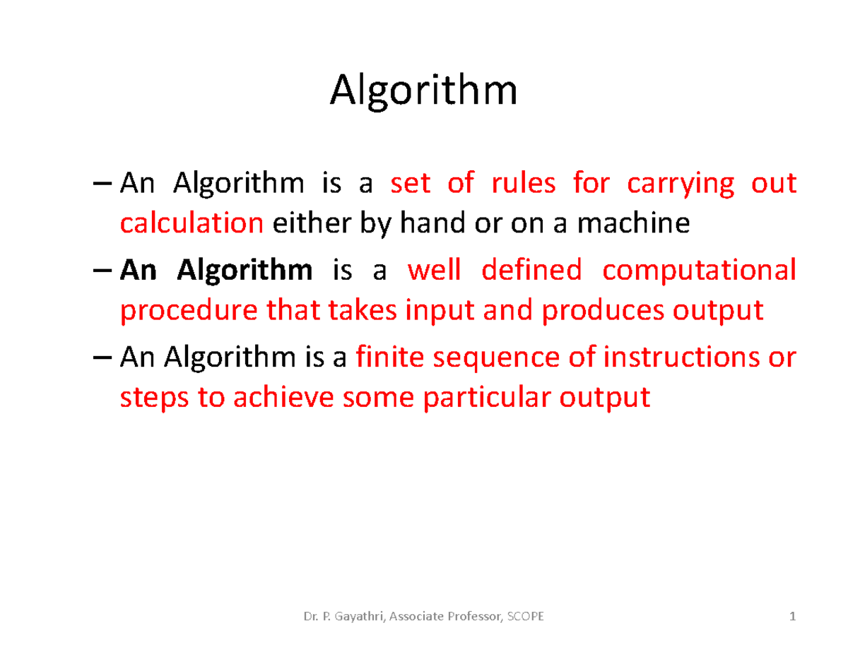 Algorithm Introduction: Understanding Key Concepts and Criteria - Studocu