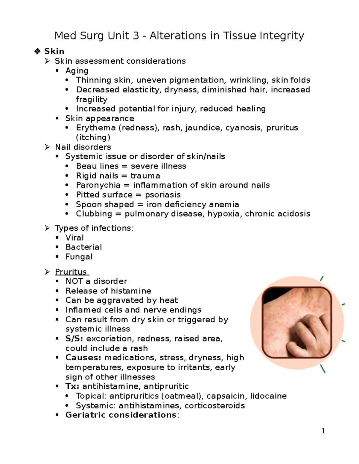 Med Surg 3: Alterations in Tissue Integrity & Skin Assessment - Studocu