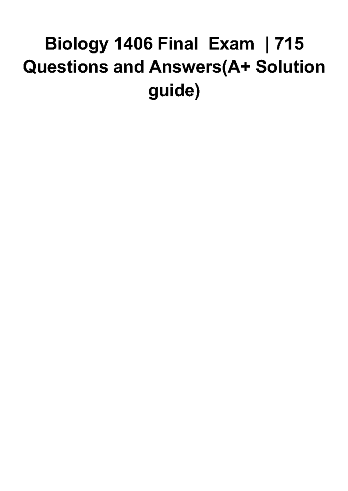 Biology 1406 Comprehensive Final Exam Review Guide - Studocu