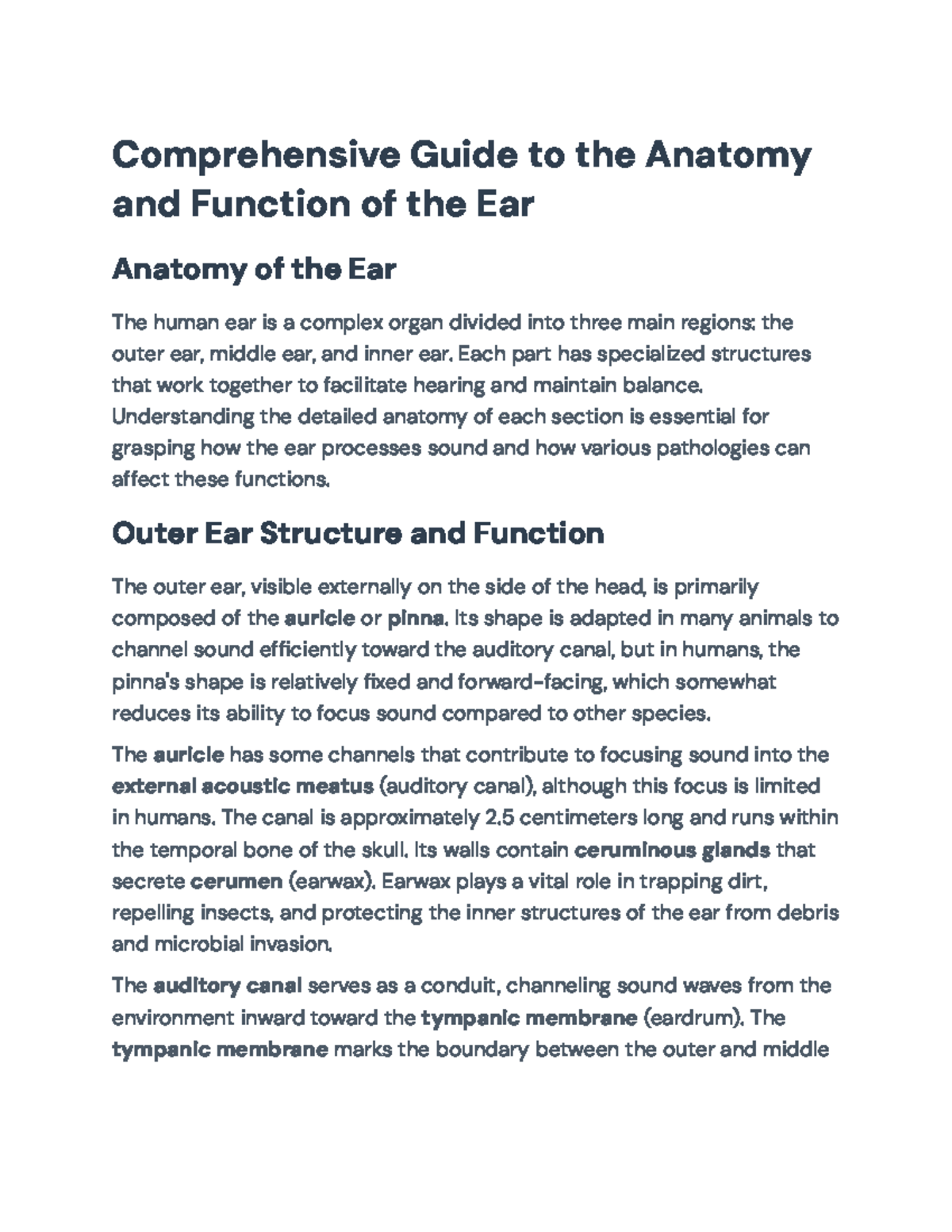 Comprehensive Study of Ear Anatomy & Hearing Function【ANAT 101】 - Studocu