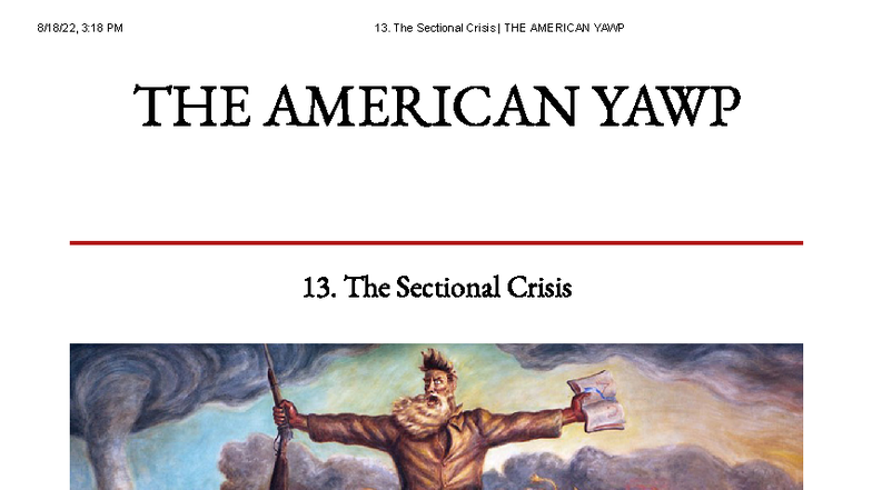 HIST 13: The Sectional Crisis - Analyzing America's Divisions - Studocu