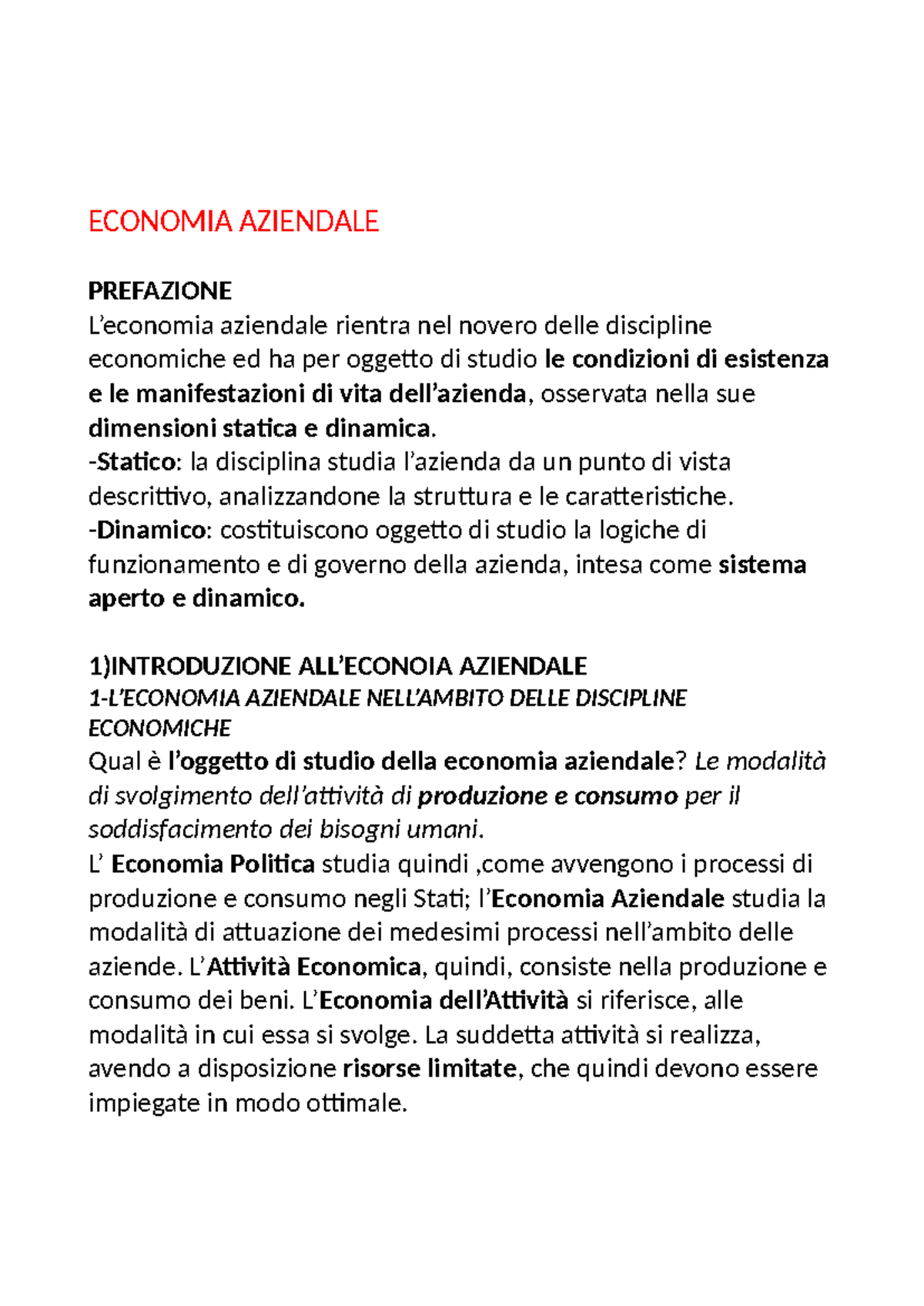 ECON 101: Introduzione all'Economia Aziendale e alle sue Dinamiche ...