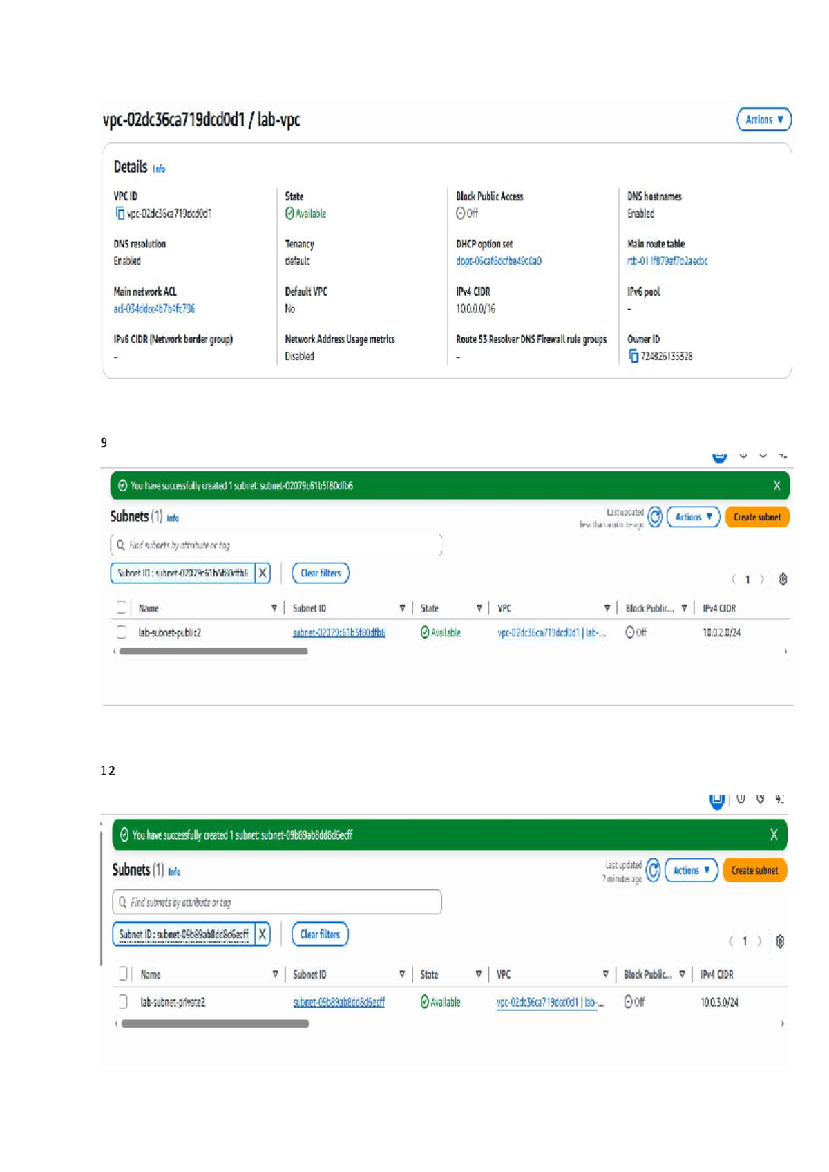 Lab-2(CC) - Internship Module Outcomes and VPC Configuration Details ...